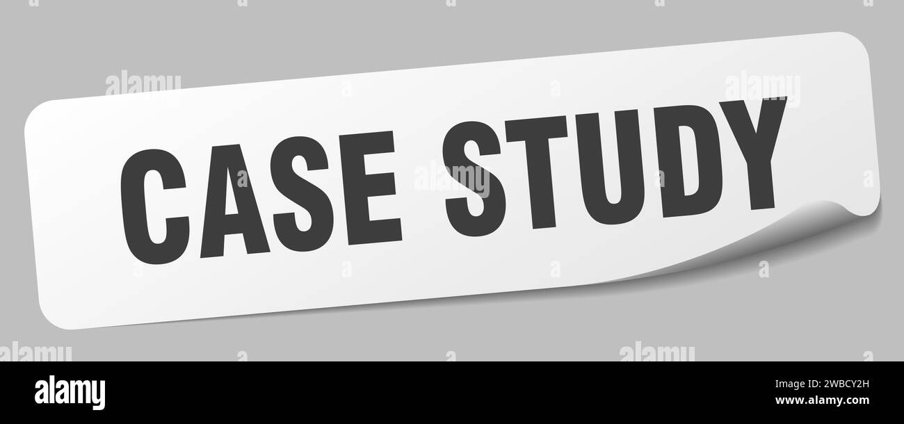 case study sticker. case study rectangular label isolated on white ...