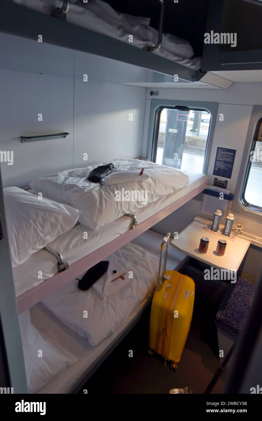 Sleeper train compartments on the European Sleeper Brussel to Berlin ...
