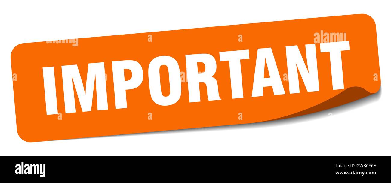 important sticker. important rectangular label isolated on white ...