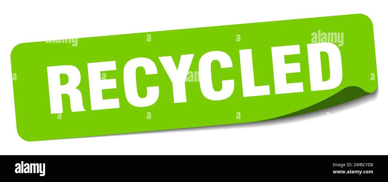 recycled sticker. recycled rectangular label isolated on white ...