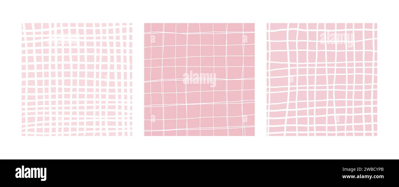 Simple Geometric Hand Drawn Irregular Patterns. Pale pink Doodle ...