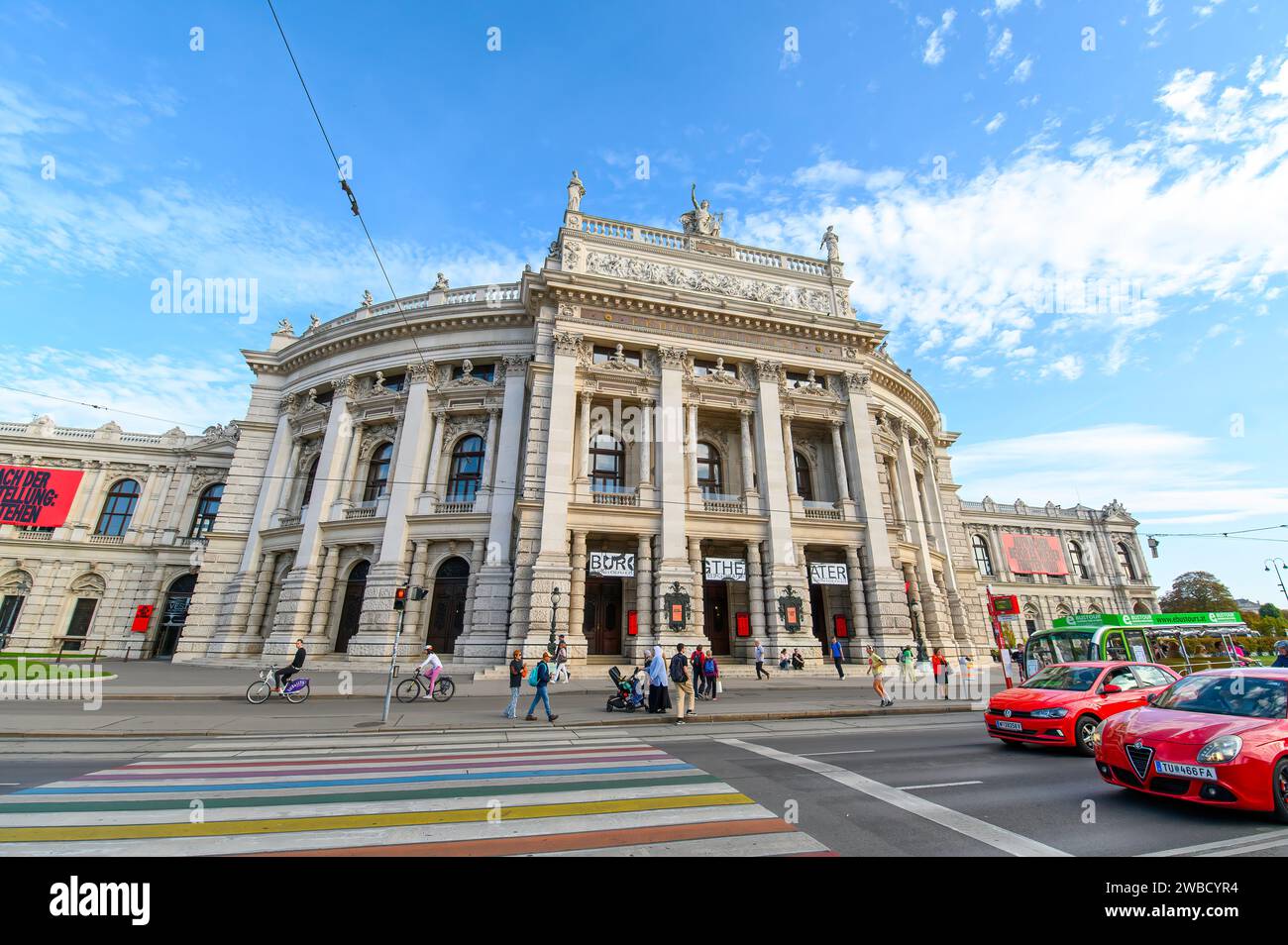 Vienna, Austria. Burgtheater (Imperial Court Theatre) and famous Wiener ...