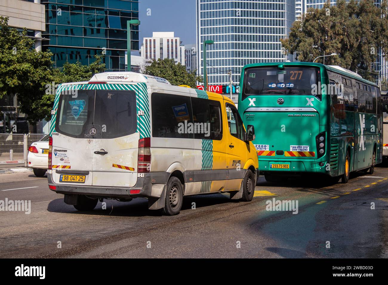 Tel Aviv, Israel – January 9, 2024 Israeli taxi driving in the streets ...