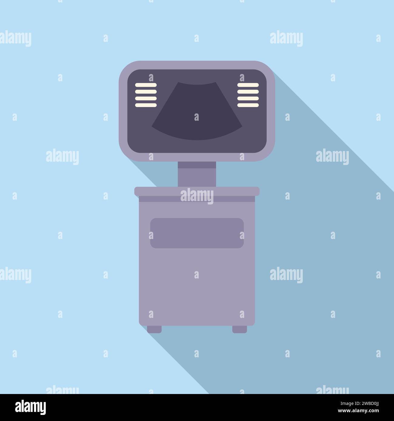 Health ultrasonic icon flat vector. Sonograph device. Clinic computer ...