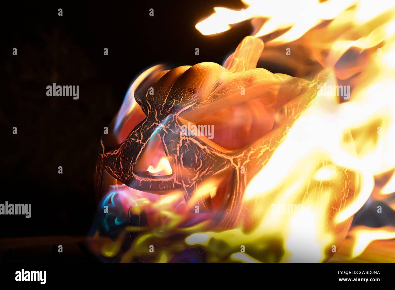 Pumpkin on fire Stock Photo - Alamy