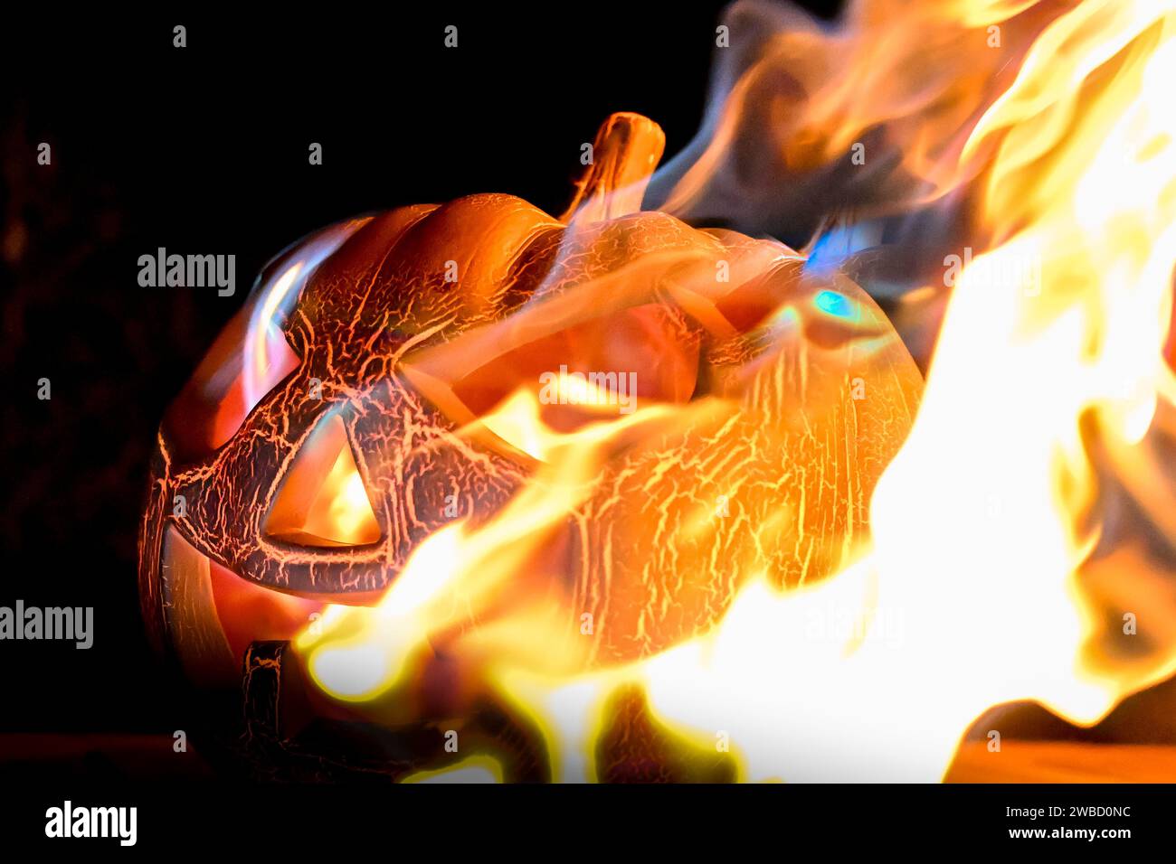 Pumpkin on fire Stock Photo - Alamy