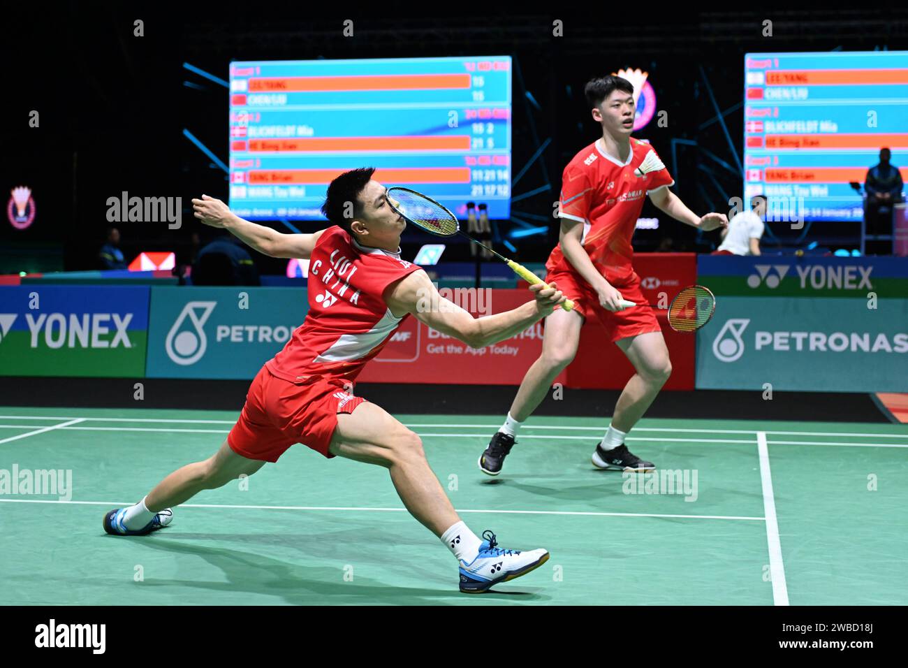 Kuala Lumpur, Malaysia. 10th Jan, 2024. Chen Boyang (R)/Liu Yi compete ...