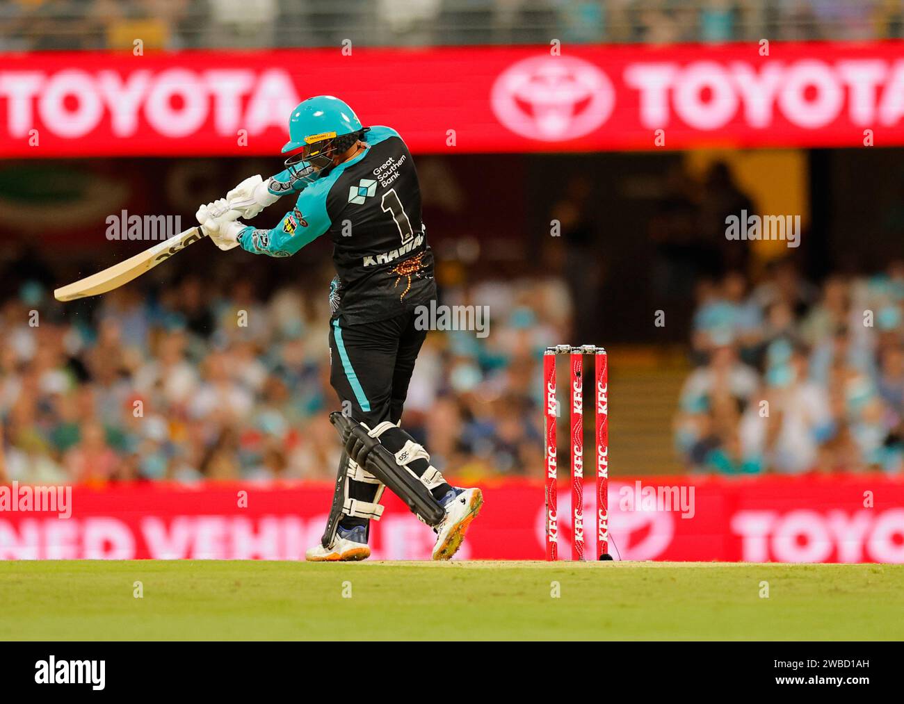Brisbane, Australia. 10th Jan 2024. Usman Khawaja (1 Brisbane Heat) in ...