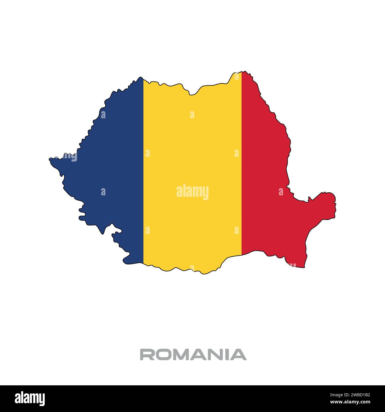 Vector illustration of the flag of Romania with black contours on a ...
