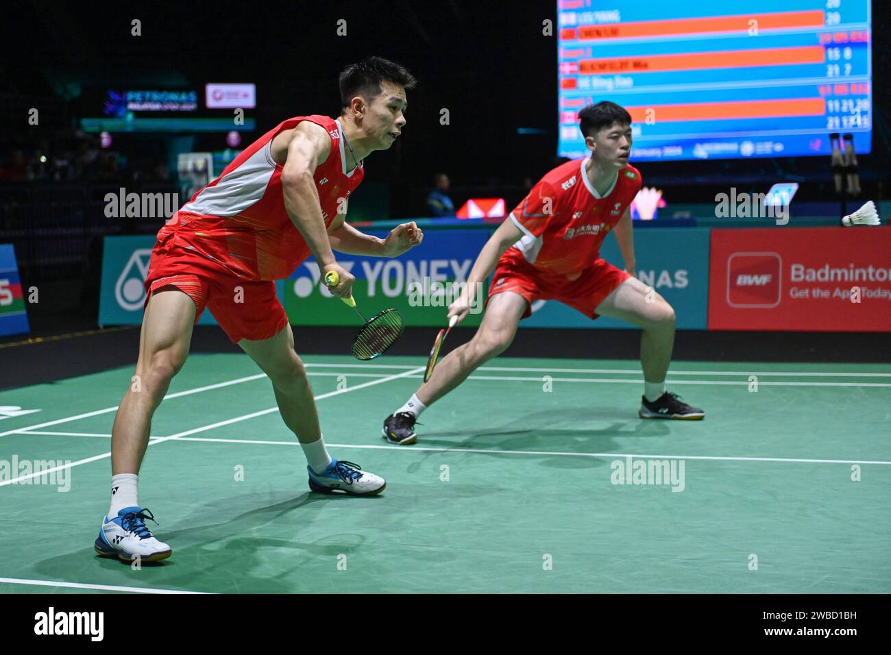 Kuala Lumpur, Malaysia. 10th Jan, 2024. Chen Boyang (R)/Liu Yi compete ...
