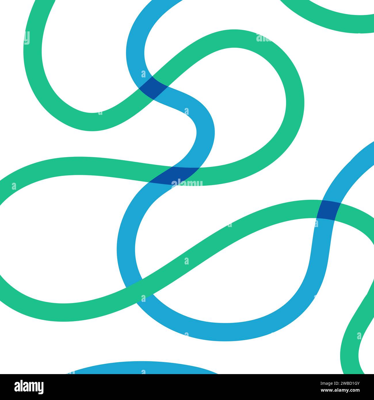 Naive seamless squiggle pattern with bright blue and green wavy lines ...