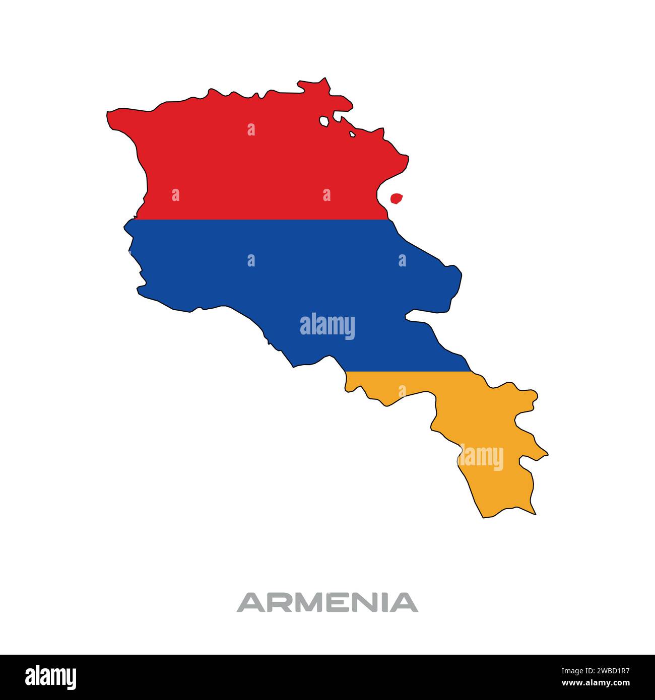 Vector illustration of the flag of Armenia with black contours on a ...