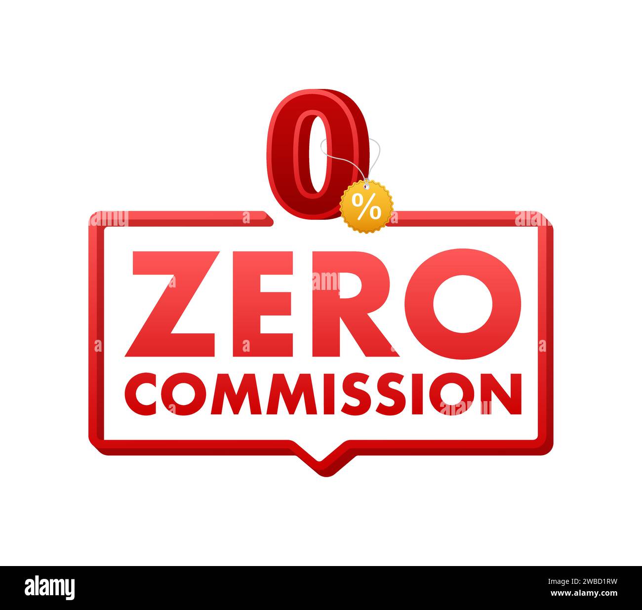 Zero Commission Promotional Banner Vector Illustration with 3D Effect ...