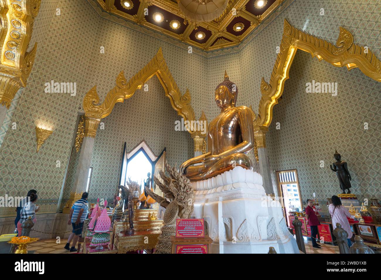 Bangkok, Thailand - Dec 6, 2023: The interior of Wat Traimit Withayaram ...