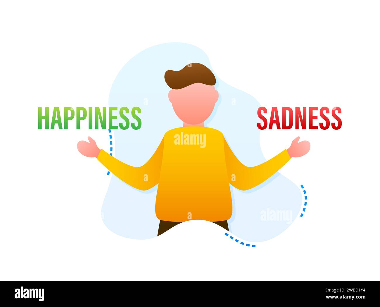 Man Weighing Happiness and Sadness Concept Vector Illustration for ...