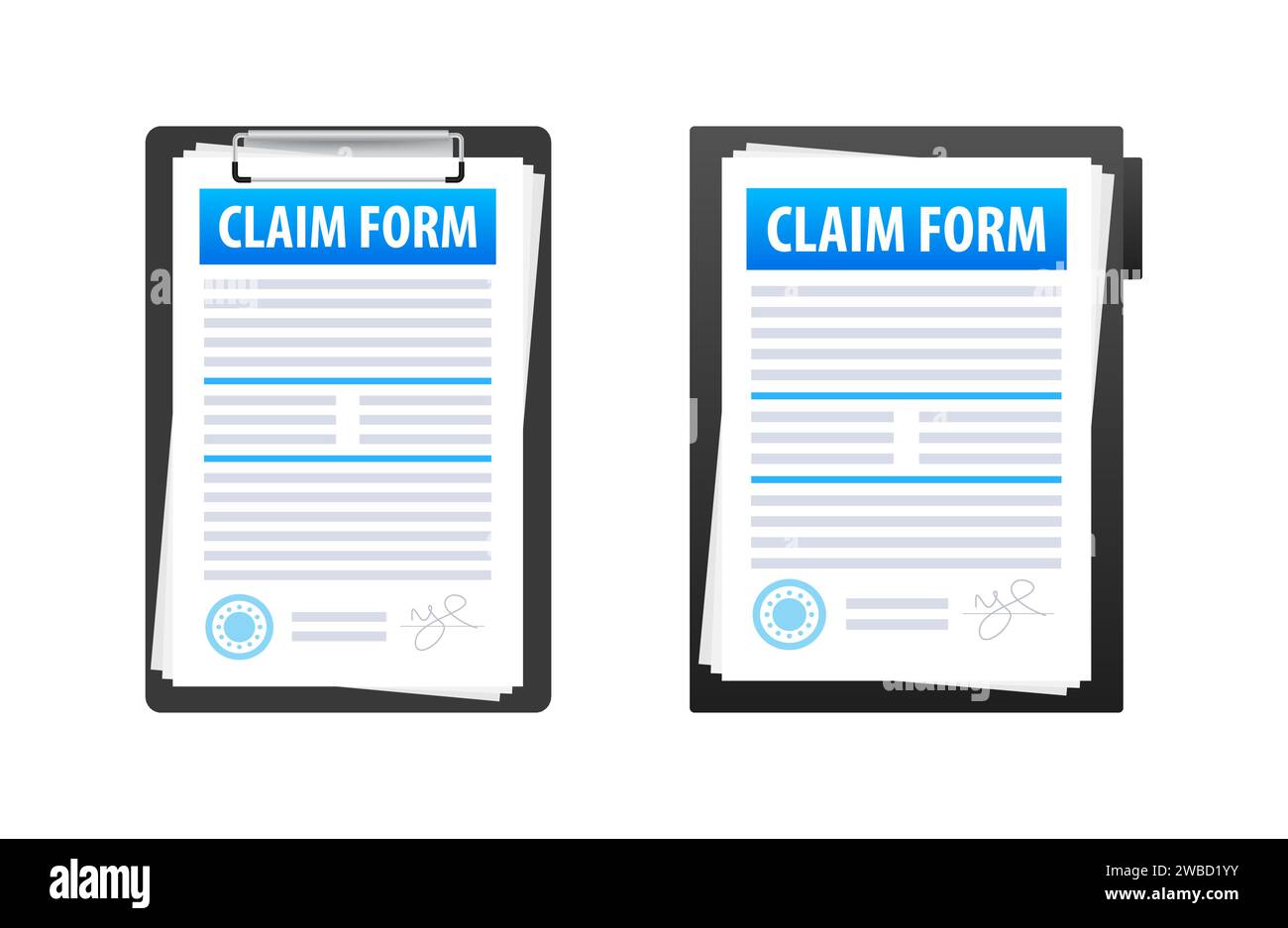 Insurance Claim Form on Clipboard Vector Illustration for Documentation ...