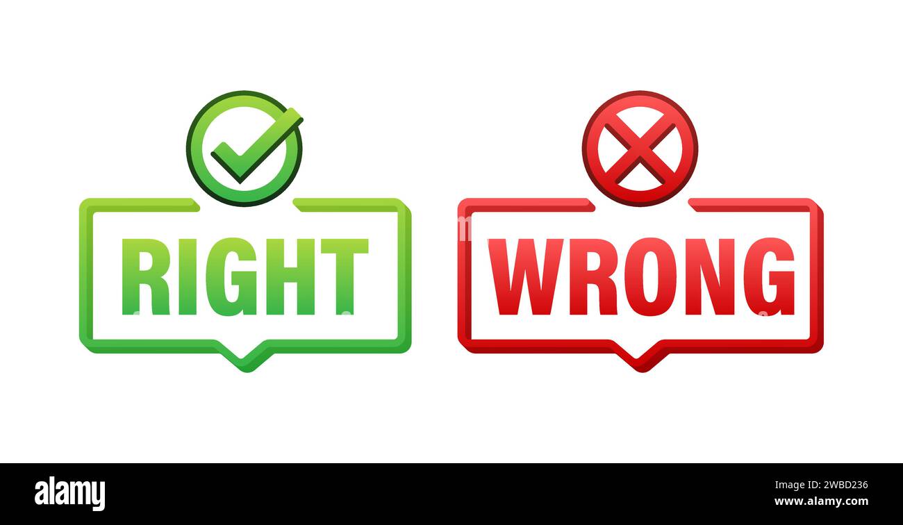 Right and Wrong Decision Concept Bubbles Vector Illustration with ...