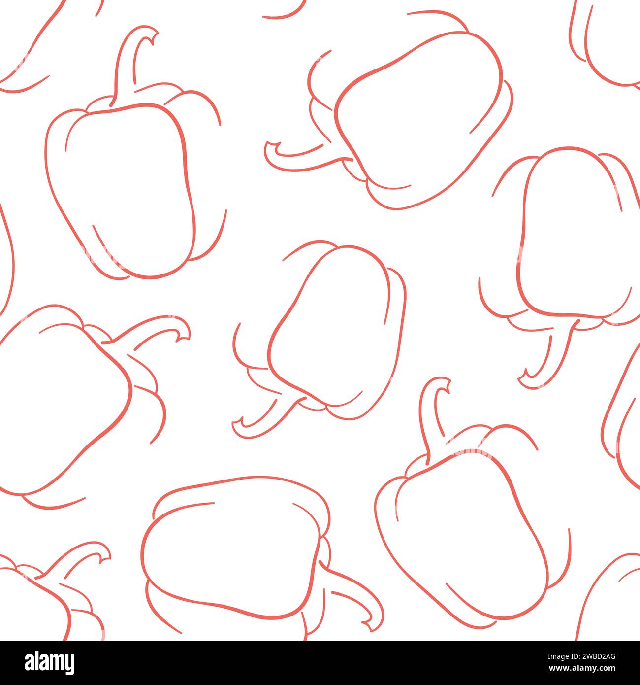 Pepper seamless pattern in line art style. Design for farm market ...