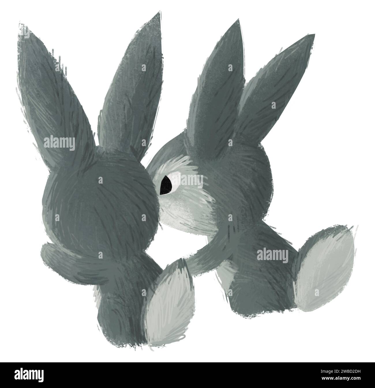 Cartoon rabbits playing and having fun together isolated illustration ...