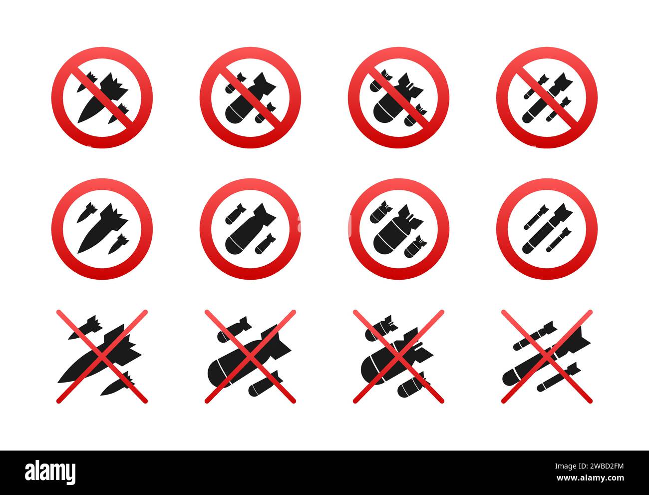 No Bomb Icon Set Vector Illustration for Prohibited and Restricted ...