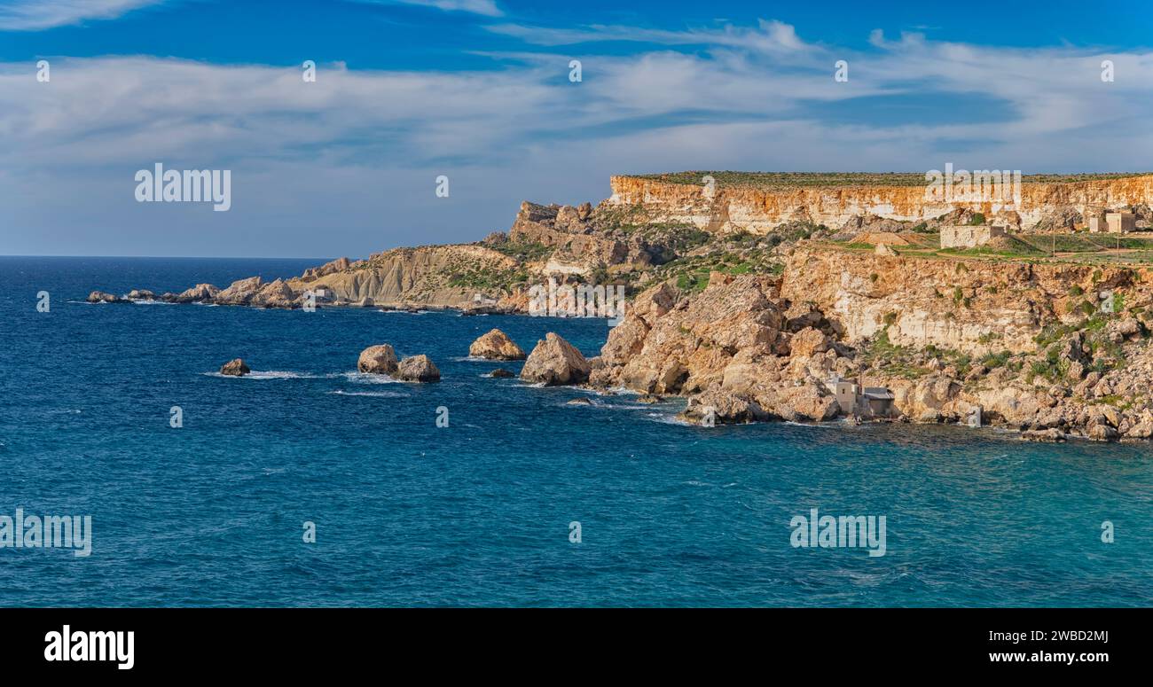 Golden Bay Cliffs at Manikata, Malta Stock Photo - Alamy