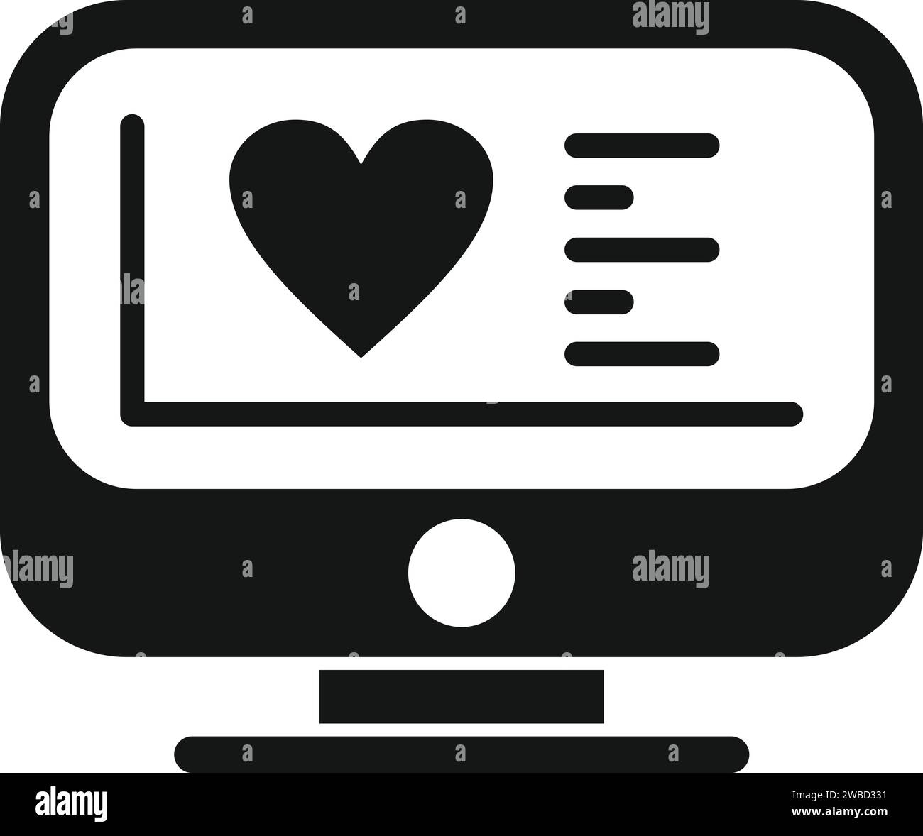 Heart model pc monitor icon simple vector. Medical bioprinting. Surgery ...