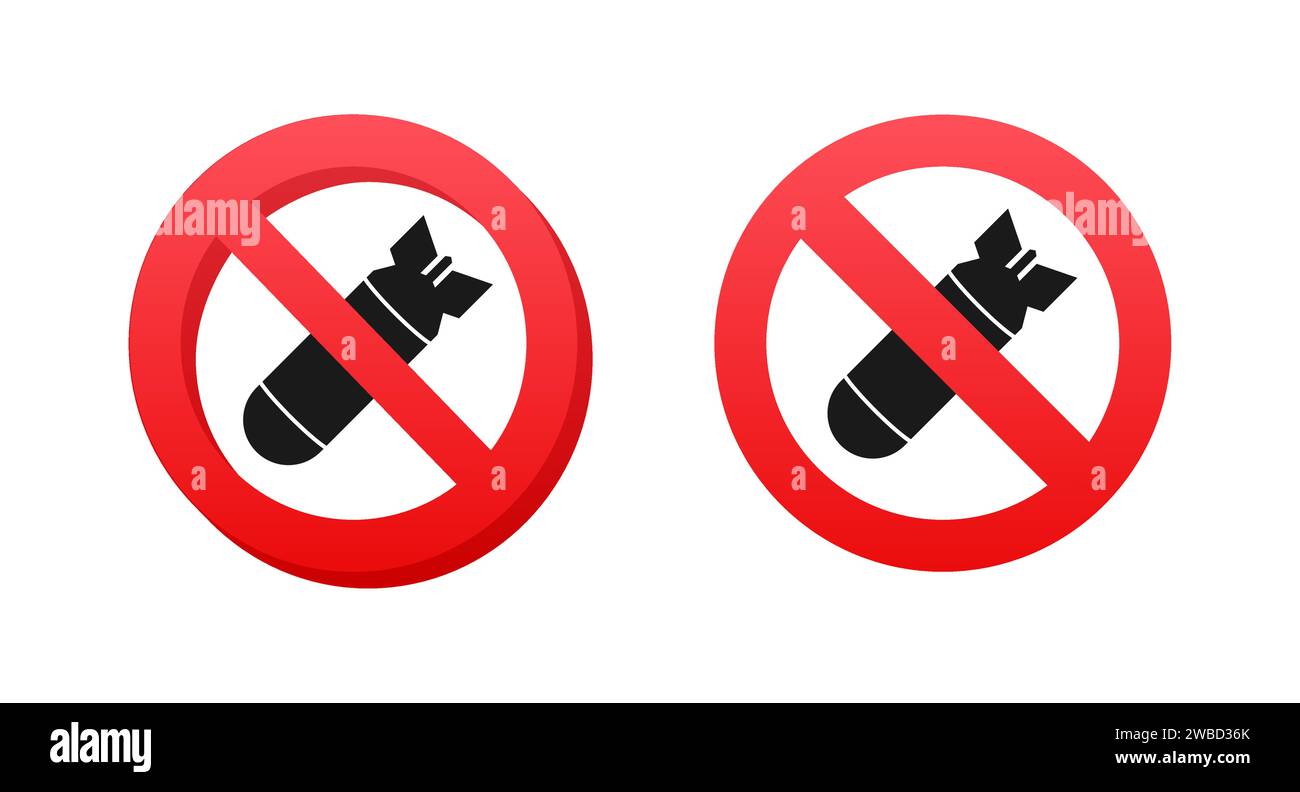 No Bomb Icon Set Vector Illustration for Prohibited and Restricted ...