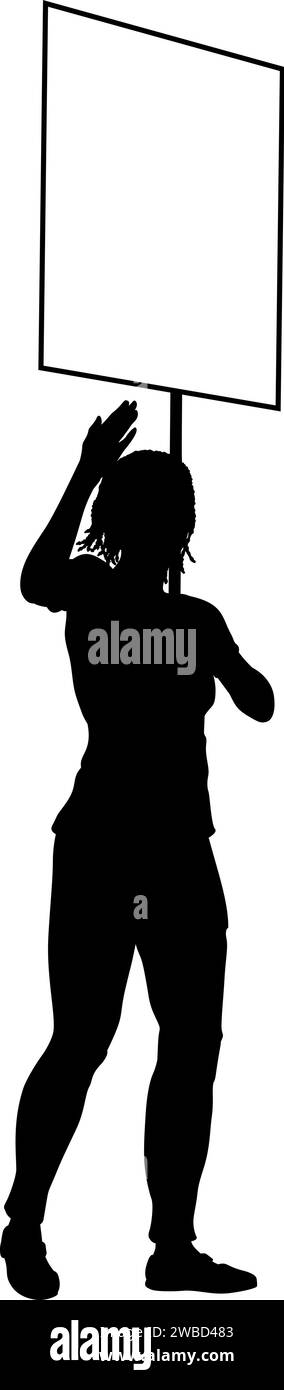 Protest Rally March Picket Sign Silhouette Person Stock Vector Image ...