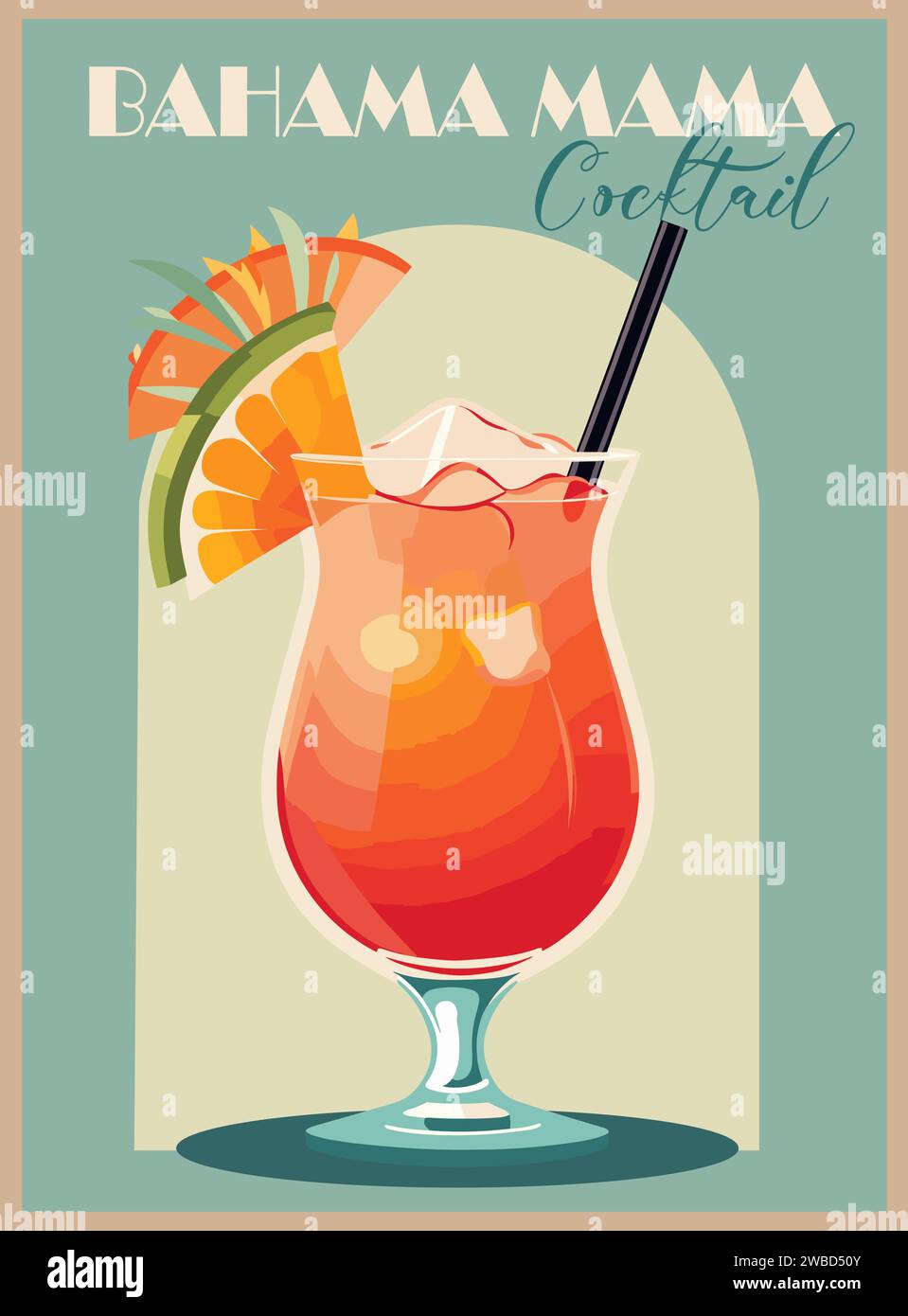 Bahama Mama Cocktail retro poster vector art Stock Vector Image & Art ...