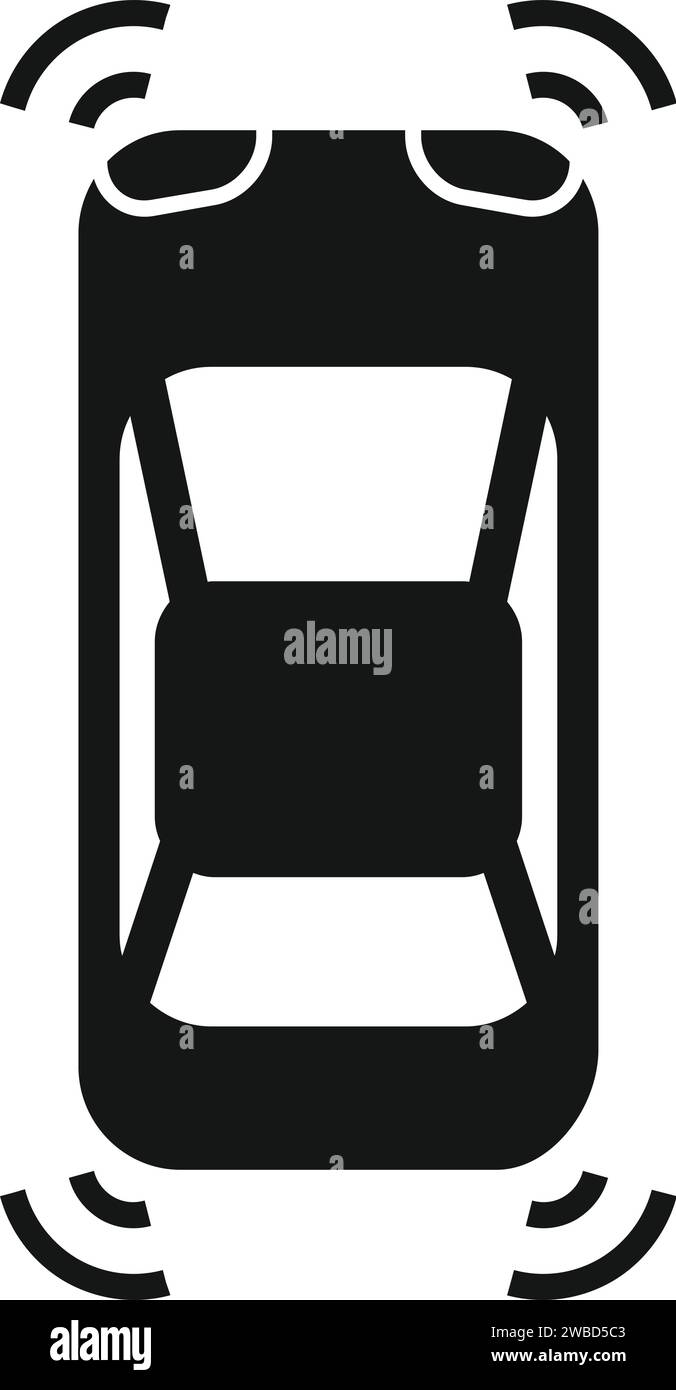 Safety vehicle top view icon simple vector. Control system. Detector ...