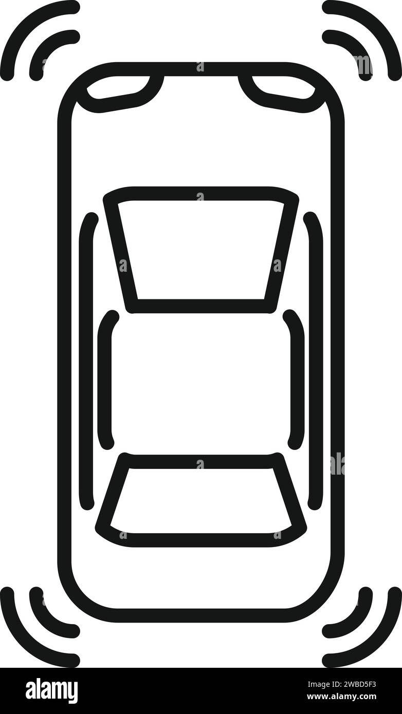 Safety vehicle top view icon outline vector. Control system. Detector ...