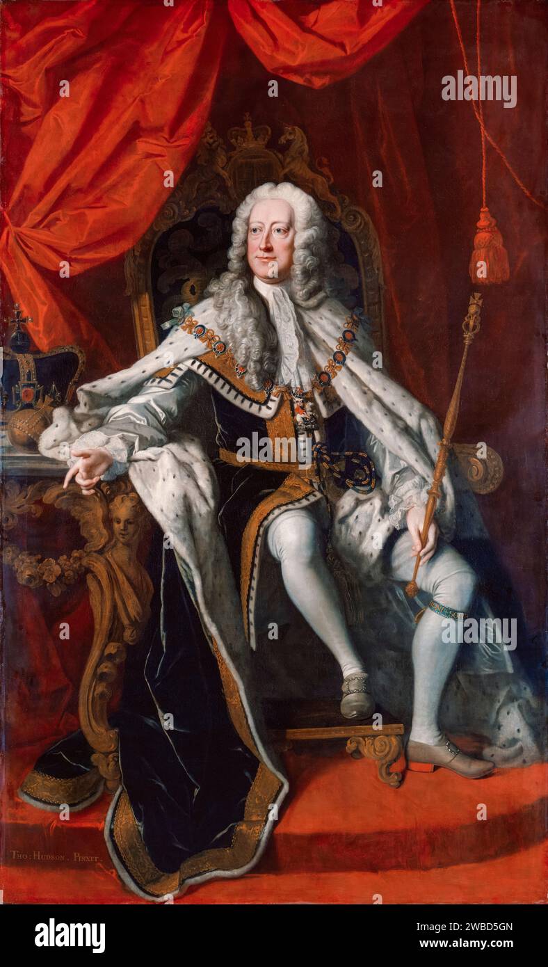 King George II of Great Britain (1683-1760), portrait painting in oil ...