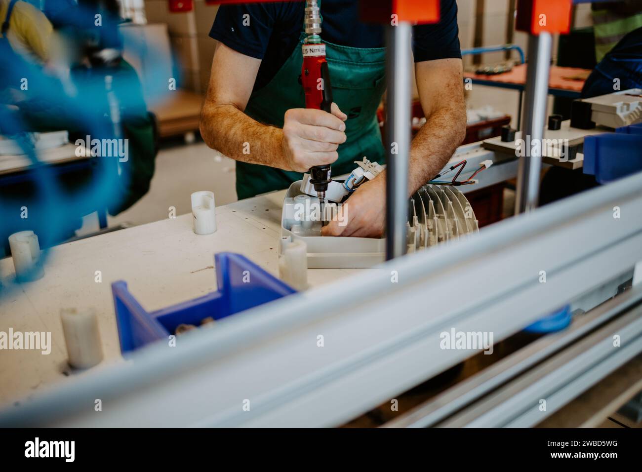 Smart factory LED electric glass lamp, modern automated production ...