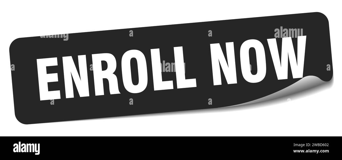 enroll now sticker. enroll now rectangular label isolated on white ...