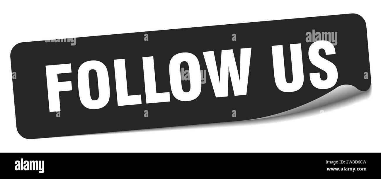 follow us sticker. follow us rectangular label isolated on white ...