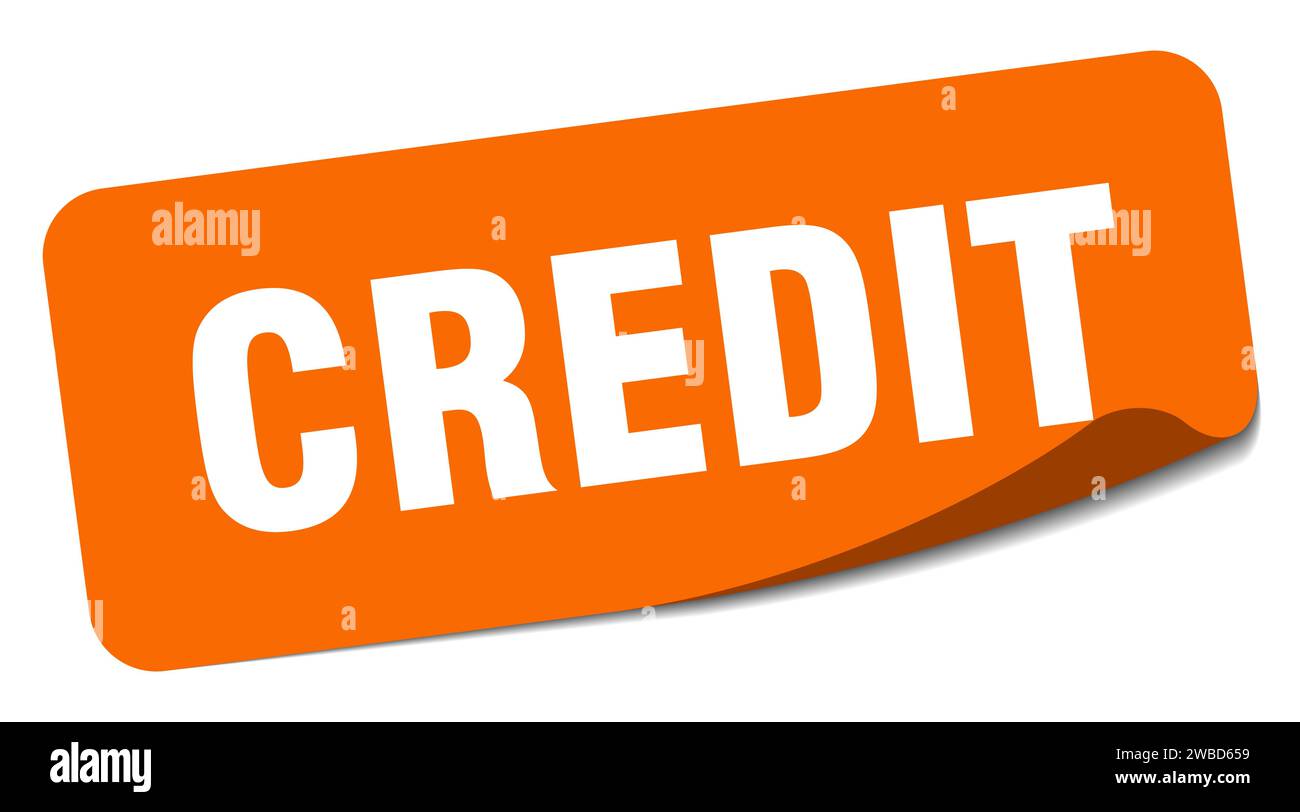 credit sticker. credit rectangular label isolated on white background ...