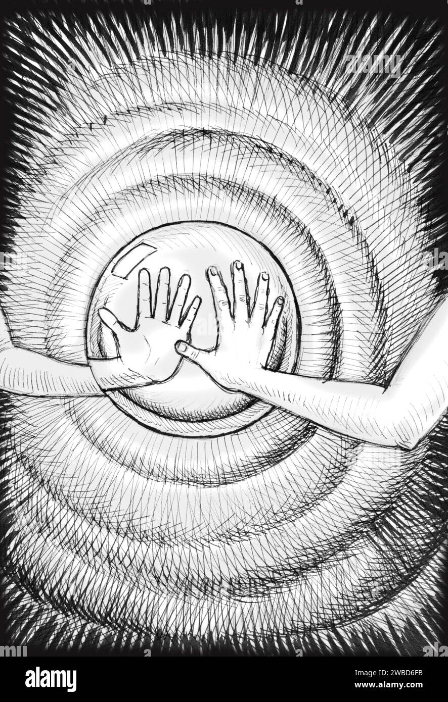 Ink drawing illustration, portal to another world, innovative ...