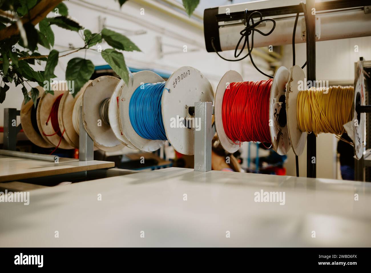 Industrial cable colours in factory Stock Photo - Alamy