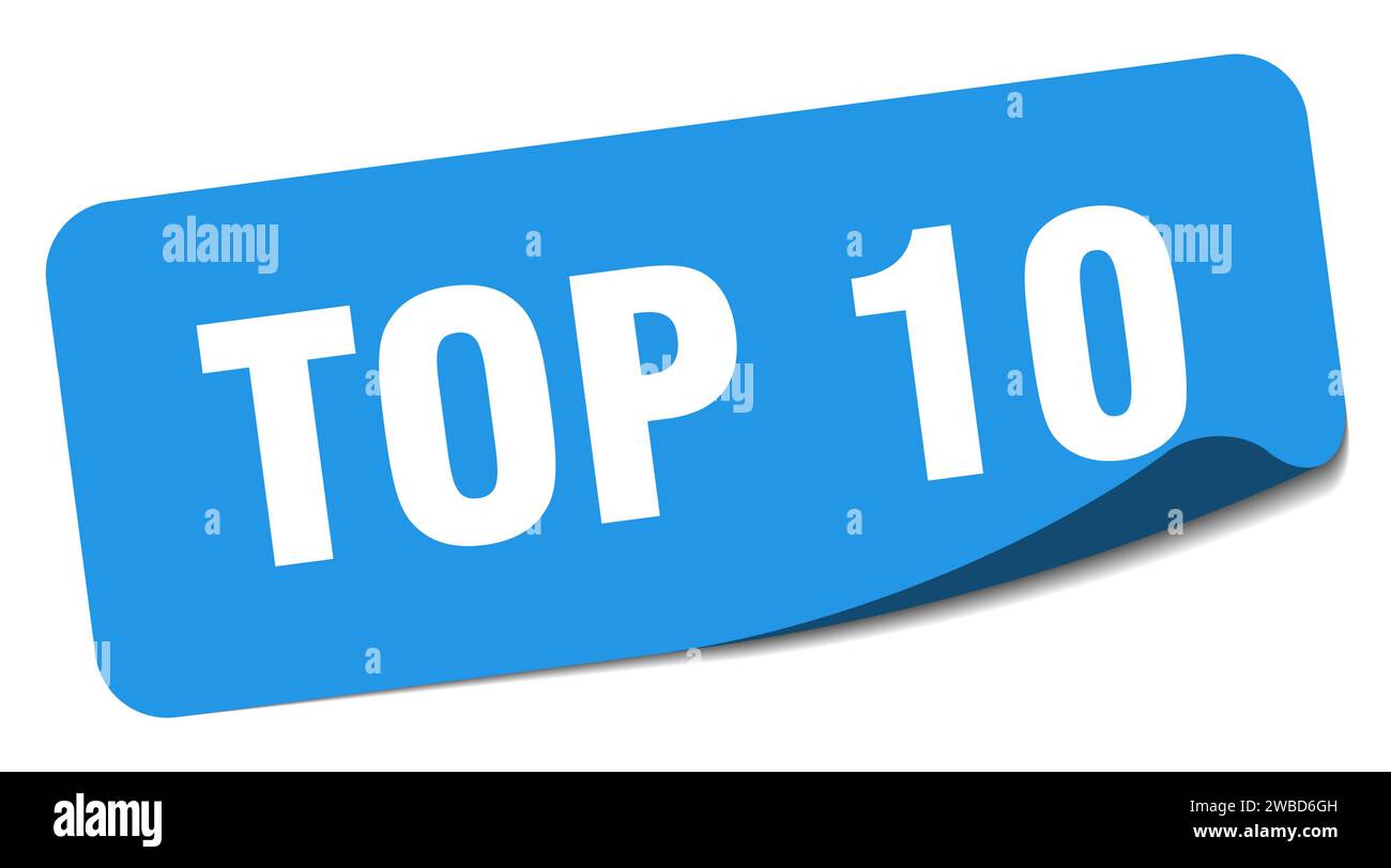 top 10 sticker. top 10 rectangular label isolated on white background ...