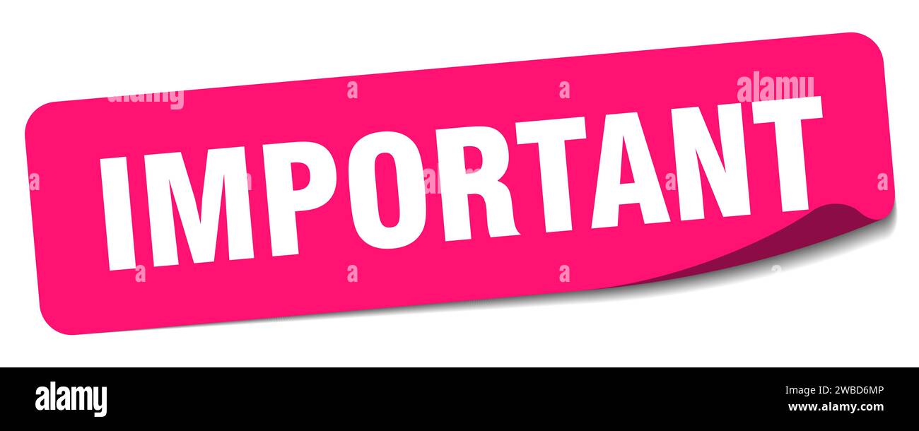 important sticker. important rectangular label isolated on white ...