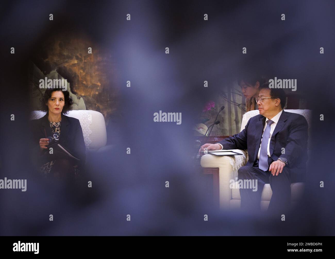Shanghai, China. 10th Jan, 2024. Belgian Foreign minister Hadja Lahbib ...