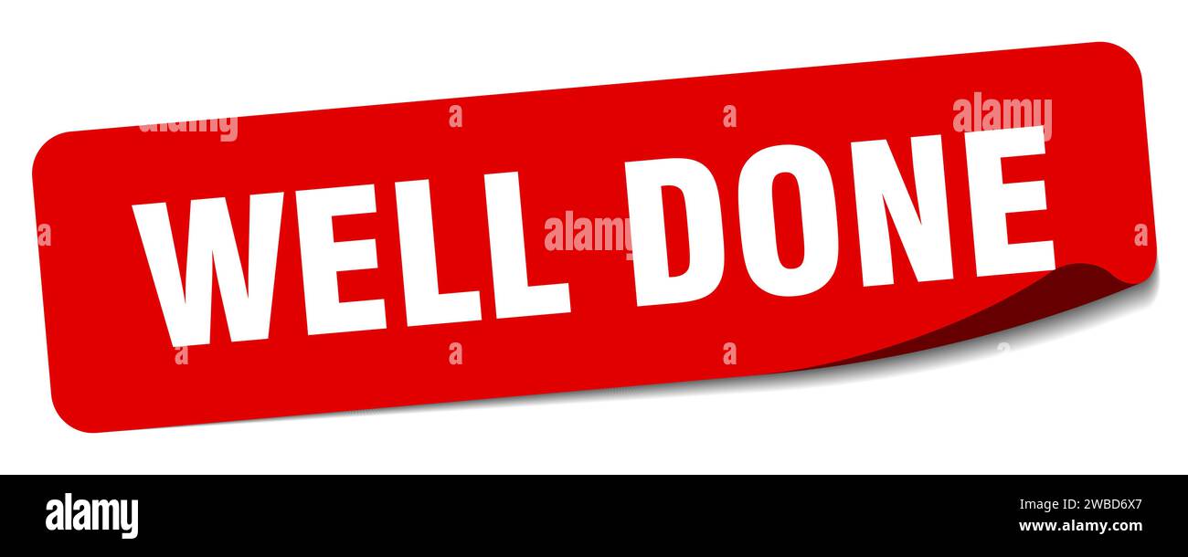well done sticker. well done rectangular label isolated on white ...