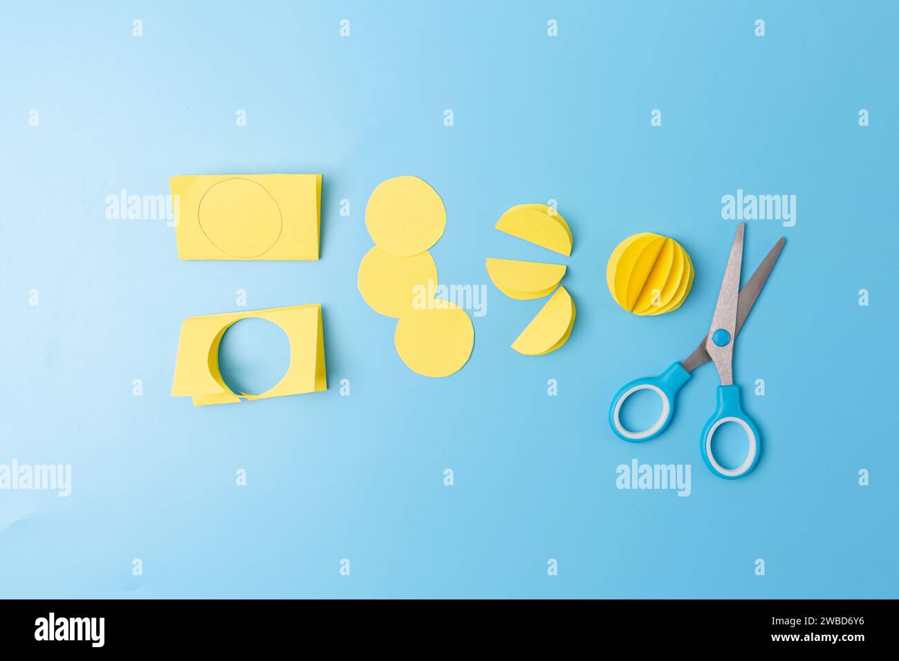 how to make paper craft yellow ball, kids easy origami, cut out circles ...