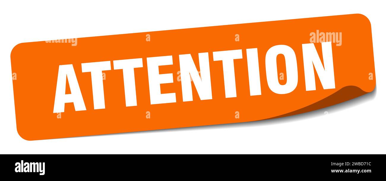 attention sticker. attention rectangular label isolated on white ...