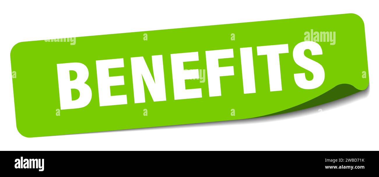 benefits sticker. benefits rectangular label isolated on white ...