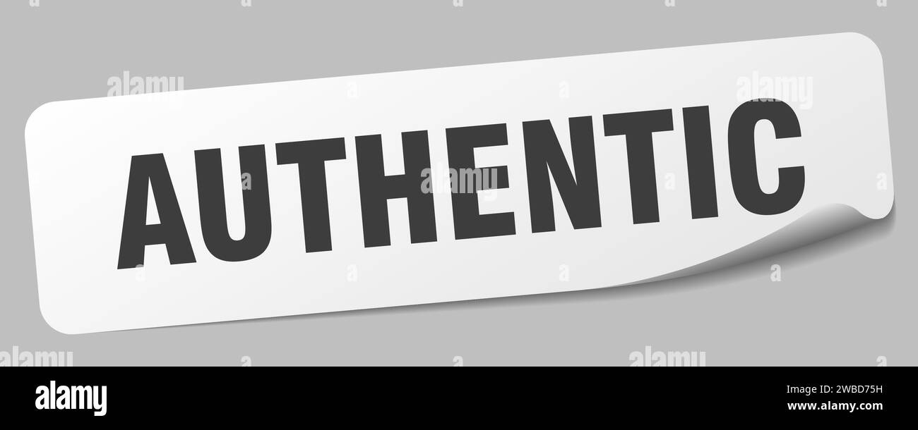 authentic sticker. authentic rectangular label isolated on white ...