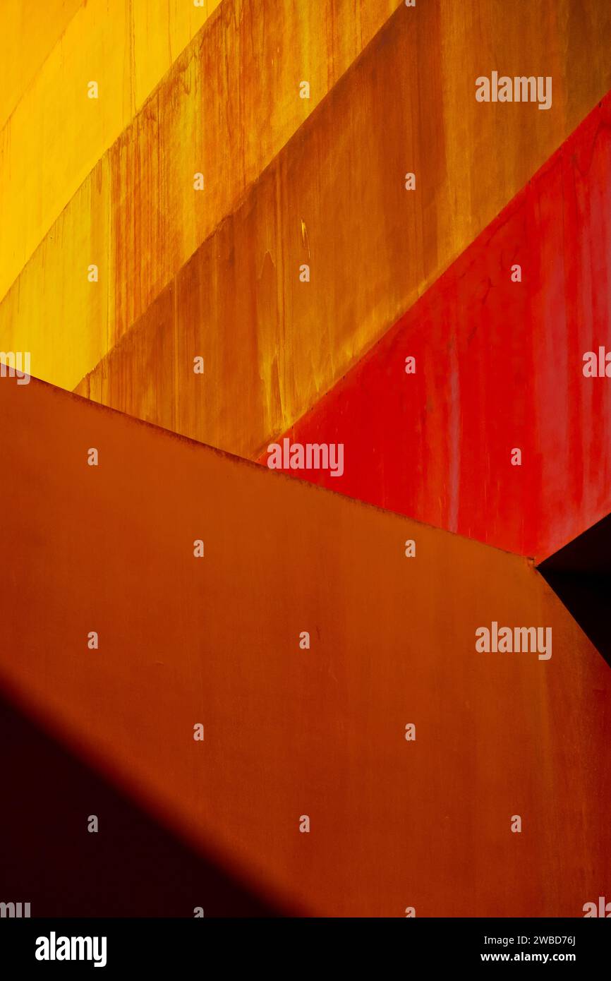 Vivid Abstract Architectural Detail With Intersecting Red And Orange