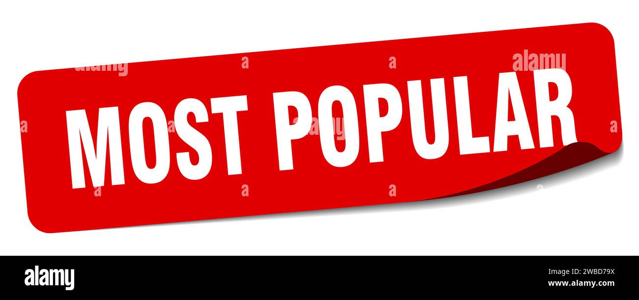 most popular sticker. most popular rectangular label isolated on white ...