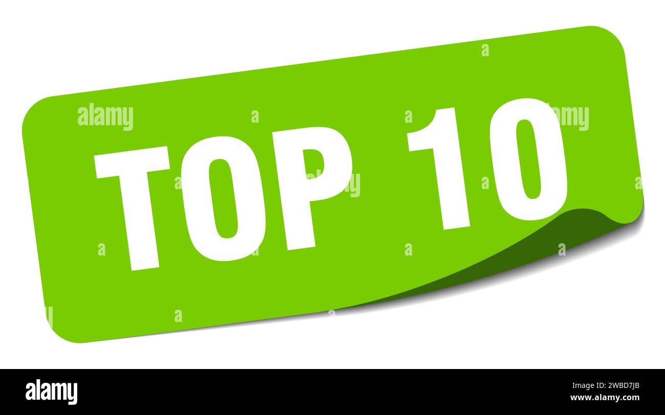 top 10 sticker. top 10 rectangular label isolated on white background ...