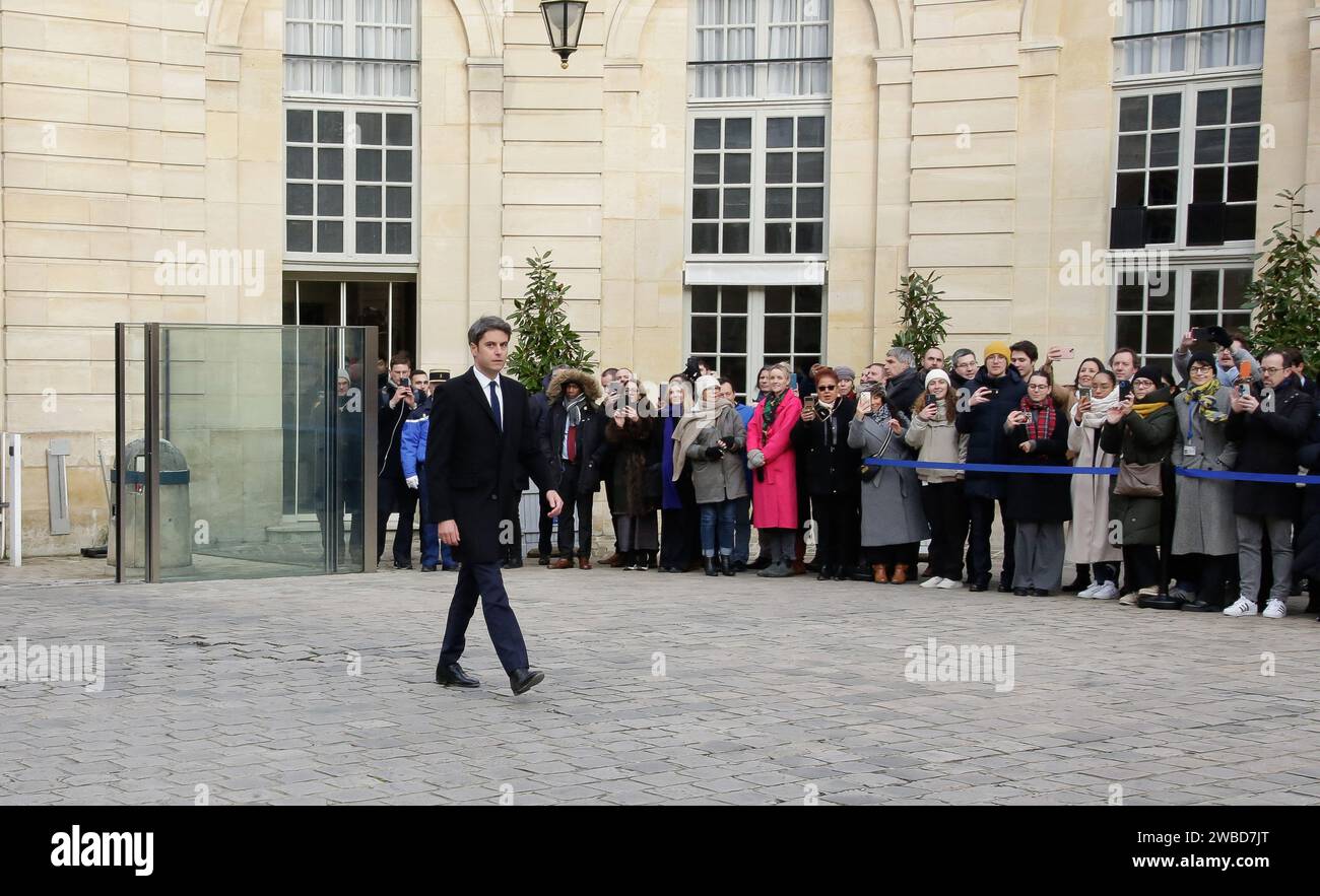 Paris, France. 09th Jan, 2024. Newly appointed Prime minister Gabriel ...